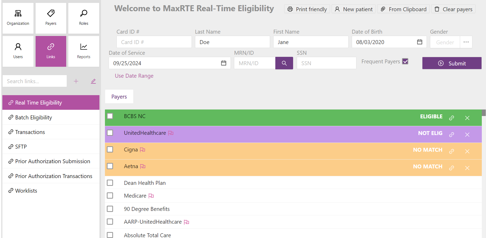 Real Time Insurance Eligibility (RTE) | maxRTE